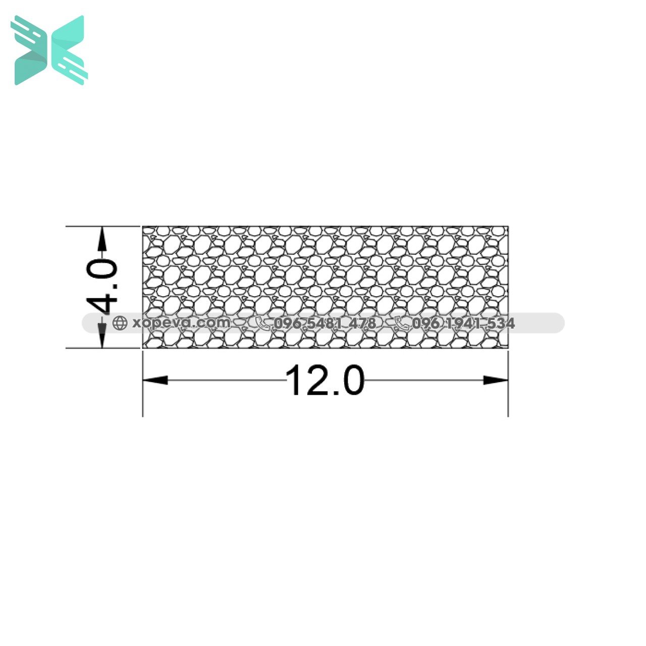 Gioăng cao su xốp EPDM CN - 4mm x 12mm | Xốp Eva