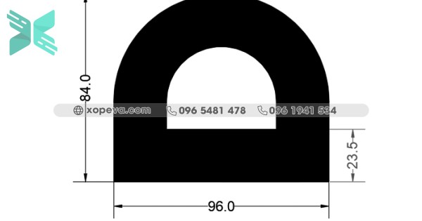EPDM D-Shaped Rubber Seal - 96x84x23.5 | Xop Eva