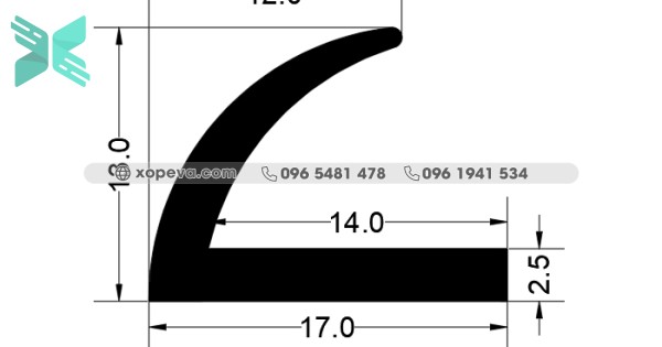 EPDM Rubber L-shaped Door Seal - 17x13x2 5 | Xop Eva